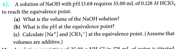 Solved A solution of NaOH with pH 13.68 requires 35.00 mL of | Chegg.com