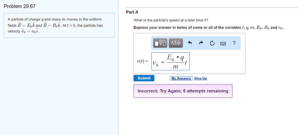 Solved A particle of charge q and mass m moves in the | Chegg.com