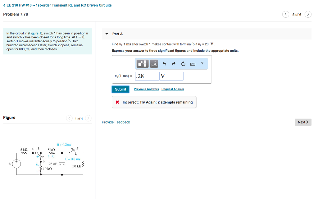 Solved ?EE 210 HW #10- 1st-order Transient RL and RC Driven | Chegg.com