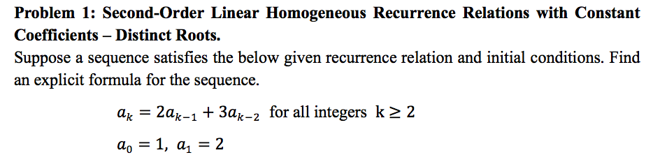 Solved Second-Order Linear Homogeneous Recurrence Relations | Chegg.com