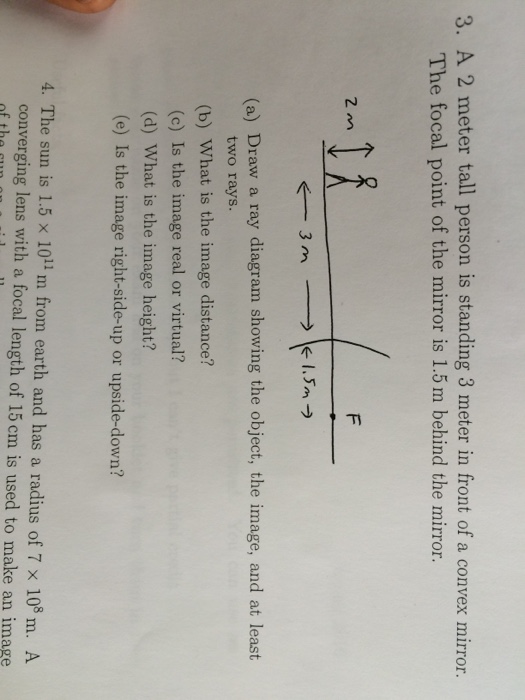 Solved A 2 meter tall person is standing 3 meter in front of | Chegg.com