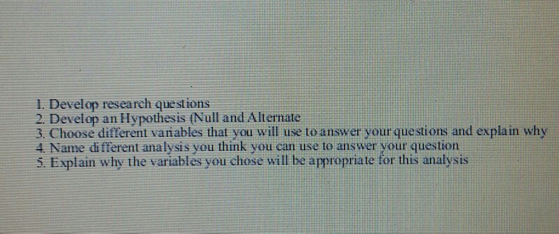Solved Develop research questions. Develop an Hypothesis | Chegg.com