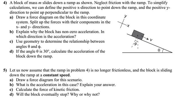 Solved: A Bock Of Mass M Slides Down A Ramp As Shown. Negl... | Chegg.com