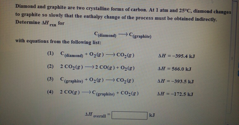 Solved Diamond and graphite are two crystalline forms of | Chegg.com