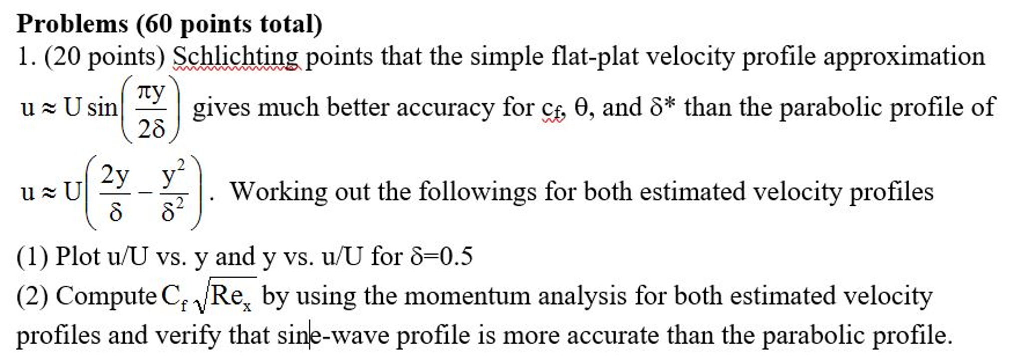 Solved Schlichting points that the simple flat-plat velocity | Chegg.com