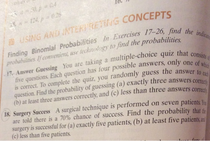 Solved Finding Binomial Probabilities In Exercises 17-26, | Chegg.com