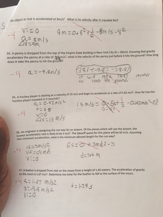 Solved An Object At Rest Is Accelerated At 8m S 2 What Is