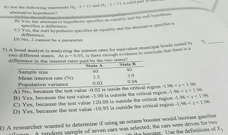 Solved alternativen lowing statements H0 : ?-11 and Hi