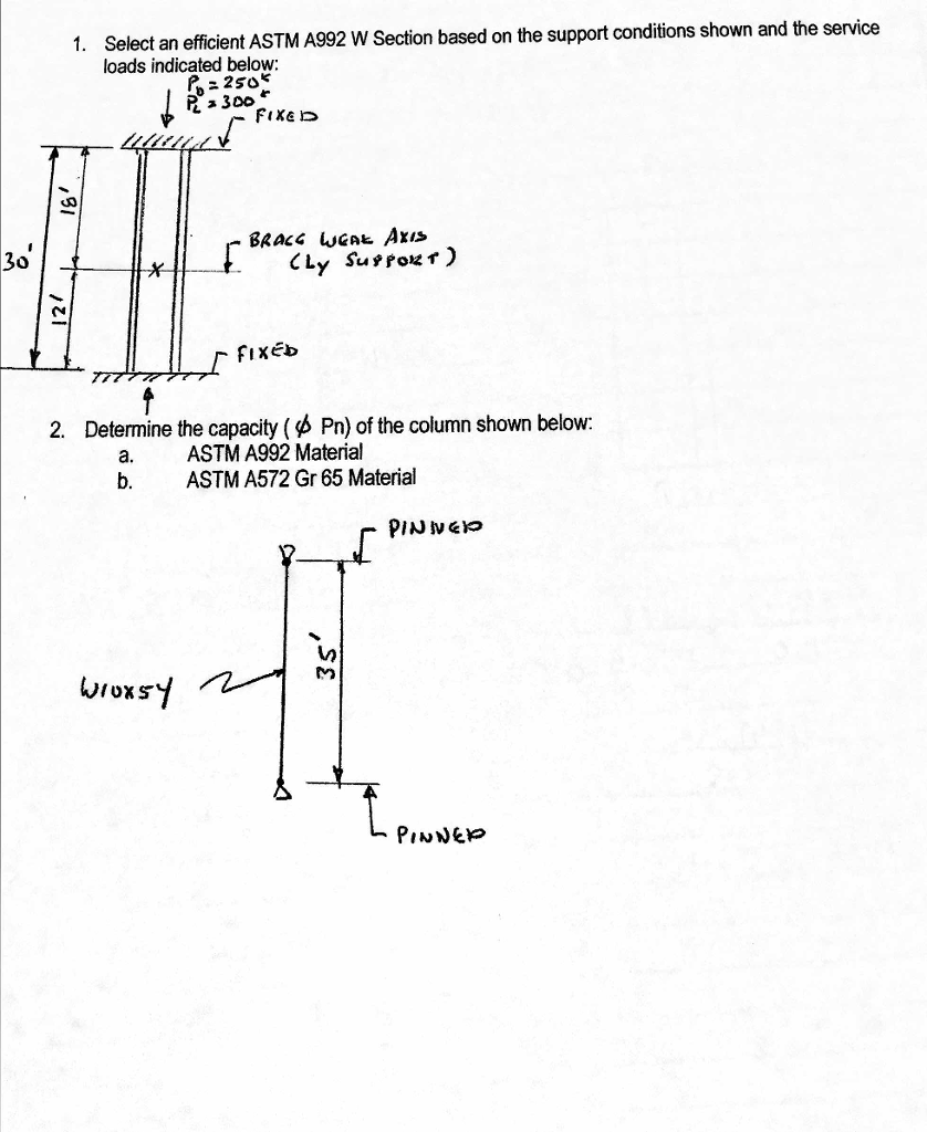 Solved Select an efficient ASTM A992 W Section based on the | Chegg.com