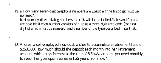 Solved 12 A How Many Seven Digit Telephone Numbers Are 