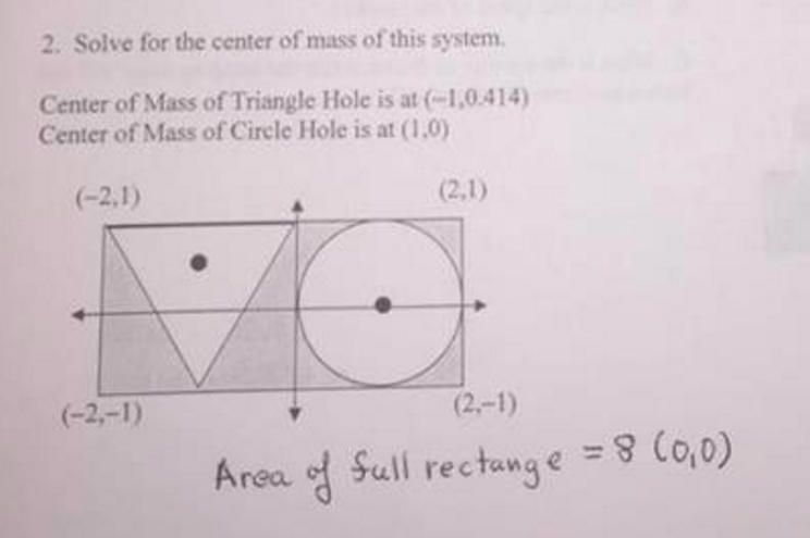 Solved Solve for the center of mass of this system. Center | Chegg.com
