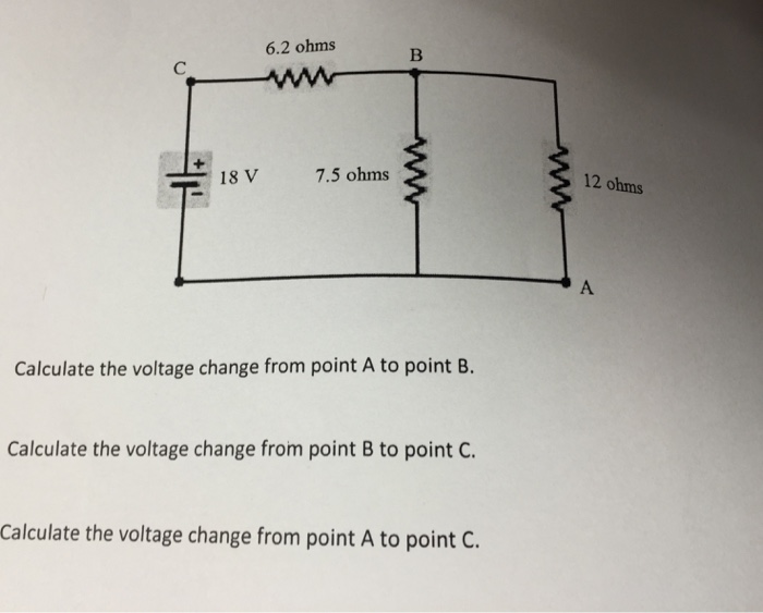 Solved Calculate the voltage change from point A to point B. | Chegg.com