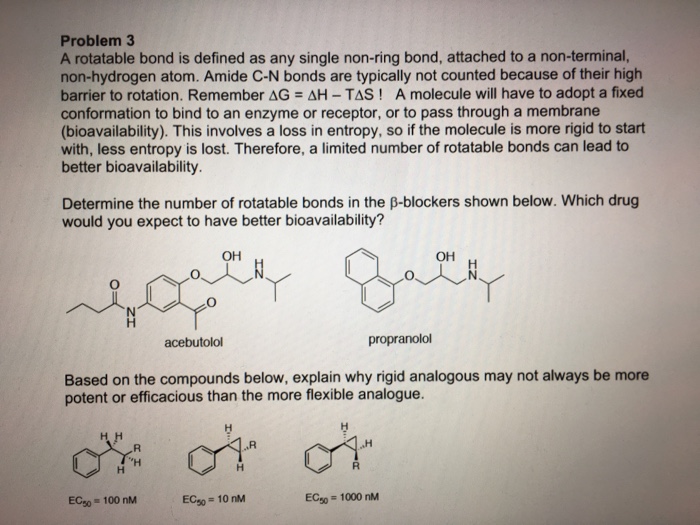 Solved A rotatable bond IS defined as any single...Medicinal | Chegg.com