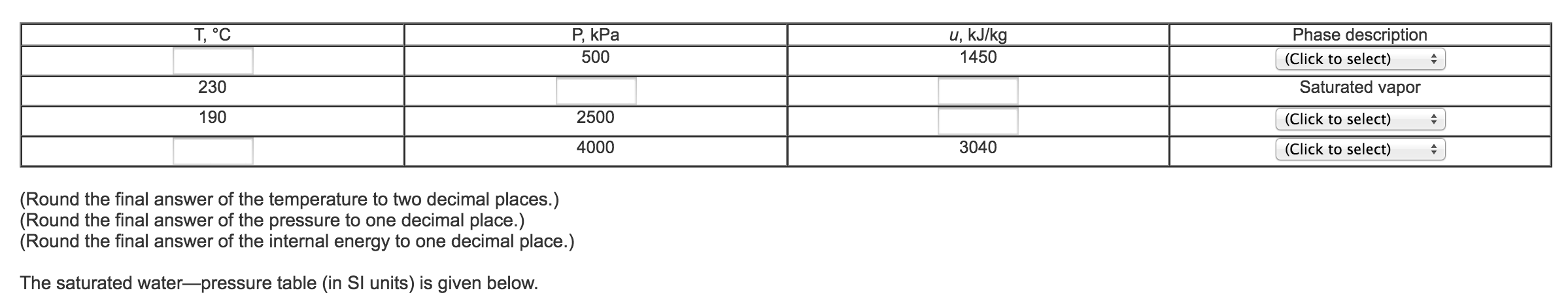 Solved Complete the following table for H2O: Use necessary | Chegg.com