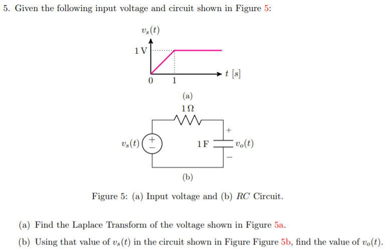 Solved 5. Given the following input voltage and circuit | Chegg.com