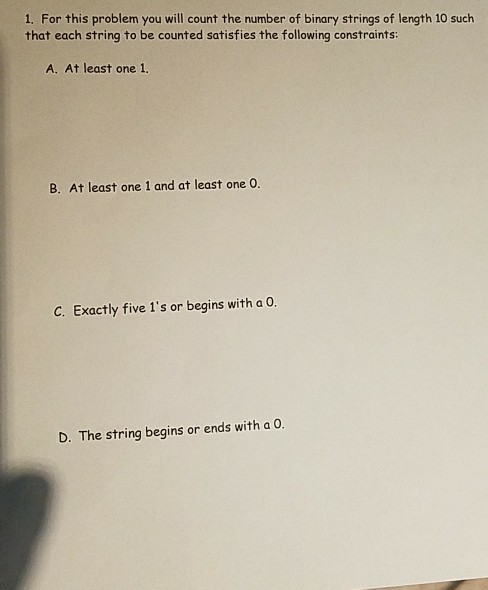 Solved 1. For this problem you will count the number of | Chegg.com Solved 1. For this problem you will count the number of | Chegg.com