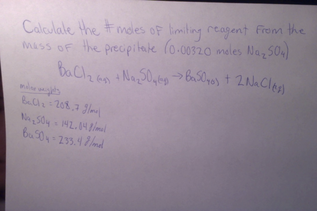 Solved Calculate the # moles of limiting reagent from the | Chegg.com