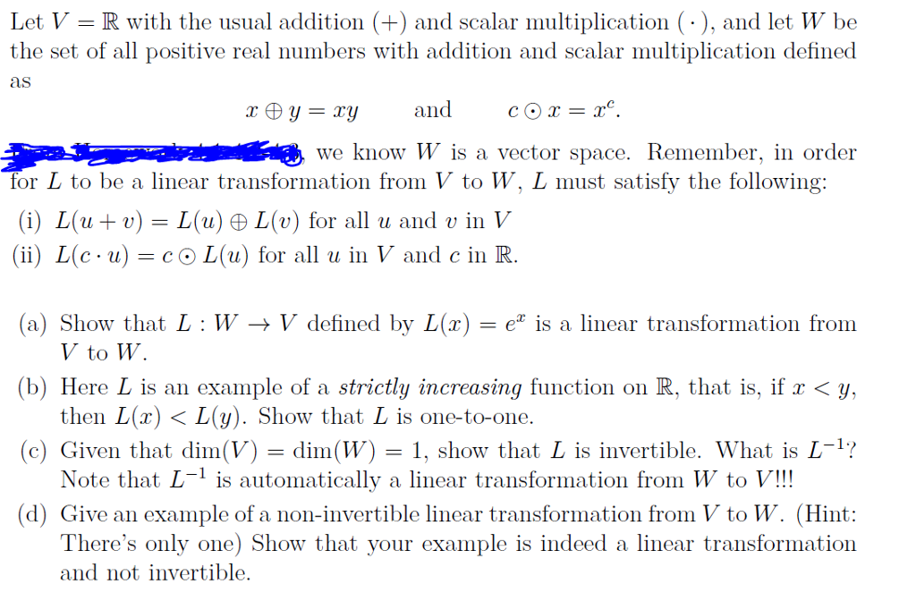 Let V R with the usual addition (+ and scalar | Chegg.com