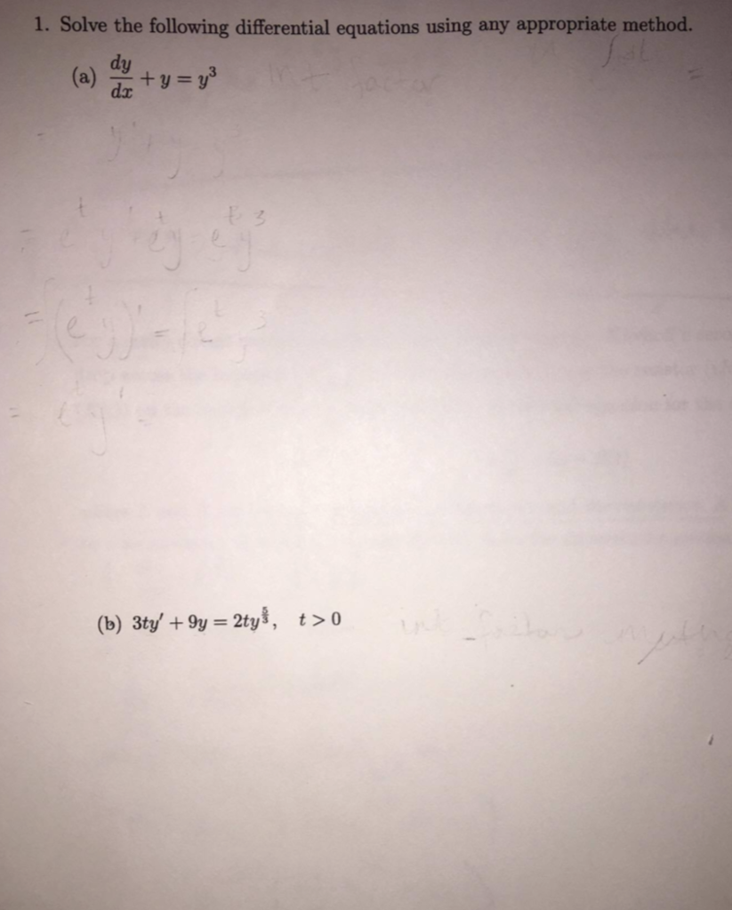 Solved 1. Solve the following differential equations using | Chegg.com