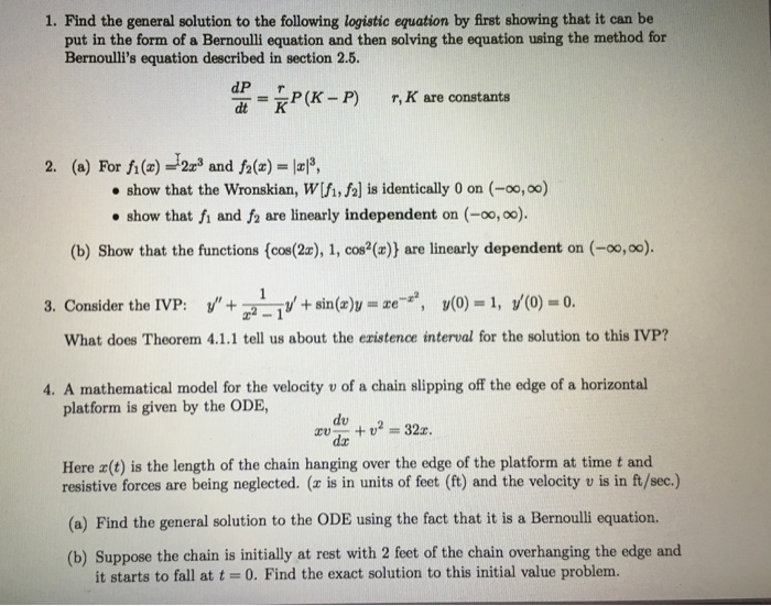 Solved Find the general solution to the following logistic | Chegg.com
