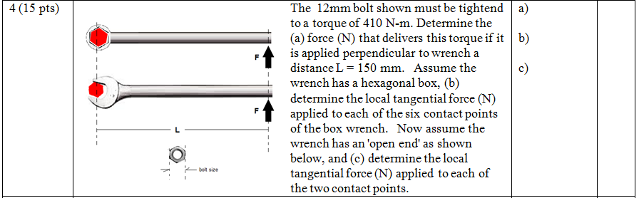 Solved The 12mm bolt shown must be tightend to a torque of | Chegg.com