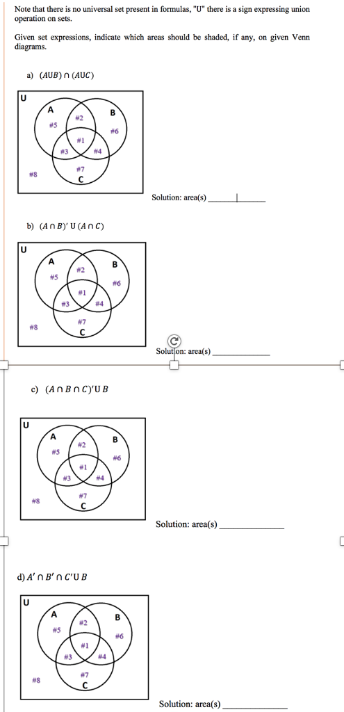 Solved Note that there is no universal set present in | Chegg.com