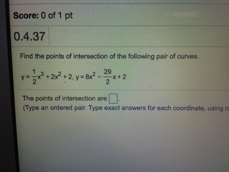 Solved Find the points of intersection of the following pair | Chegg.com