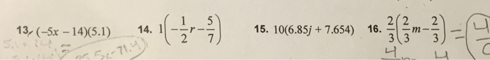 Solved (-5x - 14)(5.1) 1(-1/2r - 5/7) 10(6.85j + 7.654) | Chegg.com