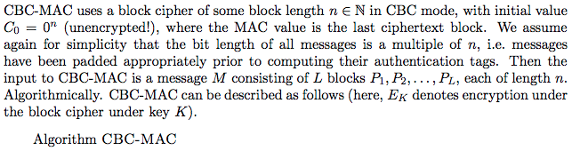 CBC-MAC uses a block cipher of some block length n E | Chegg.com