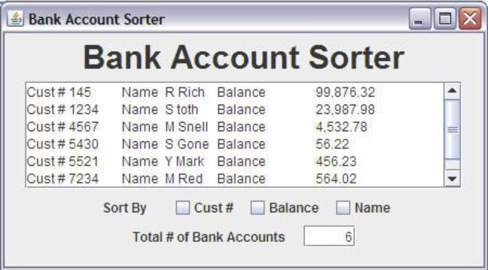 Solved Create an interactive GUI application that displays | Chegg.com