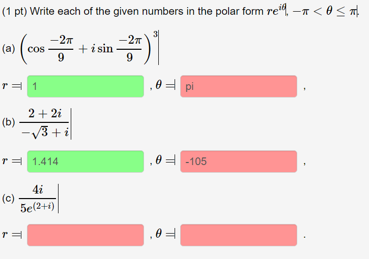 Solved Write each of the given numbers in the polar form | Chegg.com