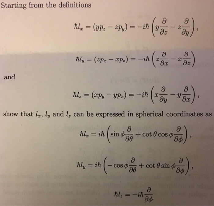 Solved Starting from the definitions hl_x = (yp_z - zp_y) = | Chegg.com