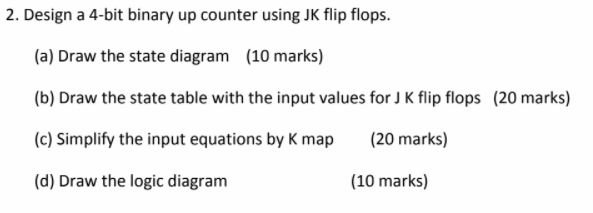 Solved 2. Design a 4-bit binary up counter using JK flip | Chegg.com
