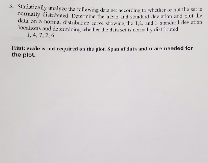 Solved Statistically analyze the following data set | Chegg.com
