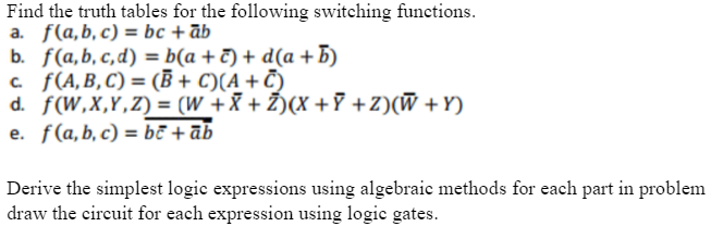 Solved Find the truth tables for the following switching | Chegg.com