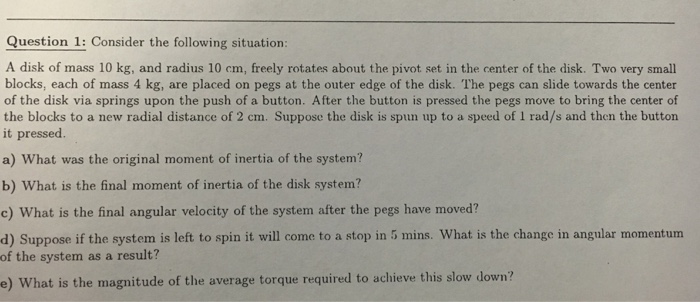 Solved Consider the following situation: A disk of mass 10 | Chegg.com