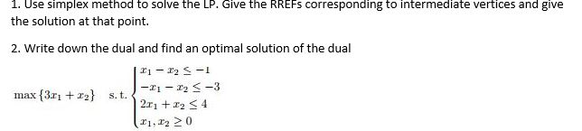 Solved 1. Use simplex method to solve the LP. Give the RREFs | Chegg.com