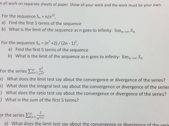 Solved For the sequence Sn = n/e^2n, Find the first 5 terms | Chegg.com