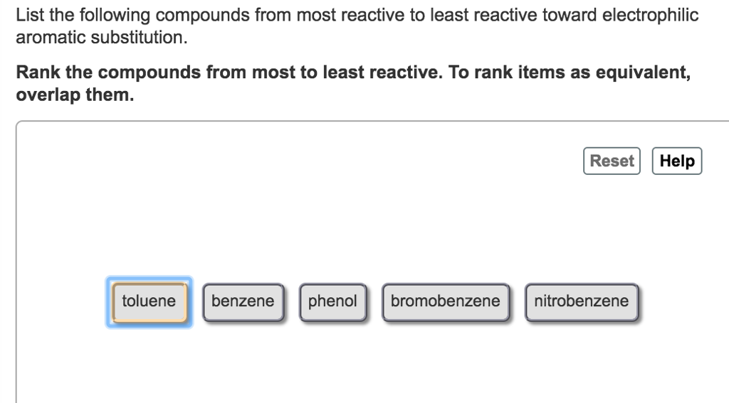 Solved List The Following Compounds From Most Reactive To