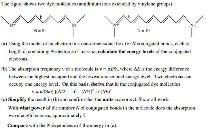 Solved The figure shows two dye molecules (amidinium ions | Chegg.com