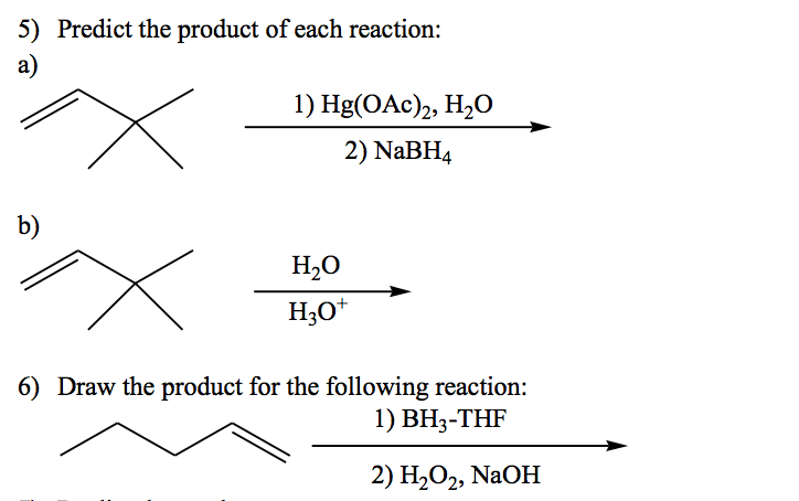 Solved 5) Predict the product of each reaction: a) 1) | Chegg.com