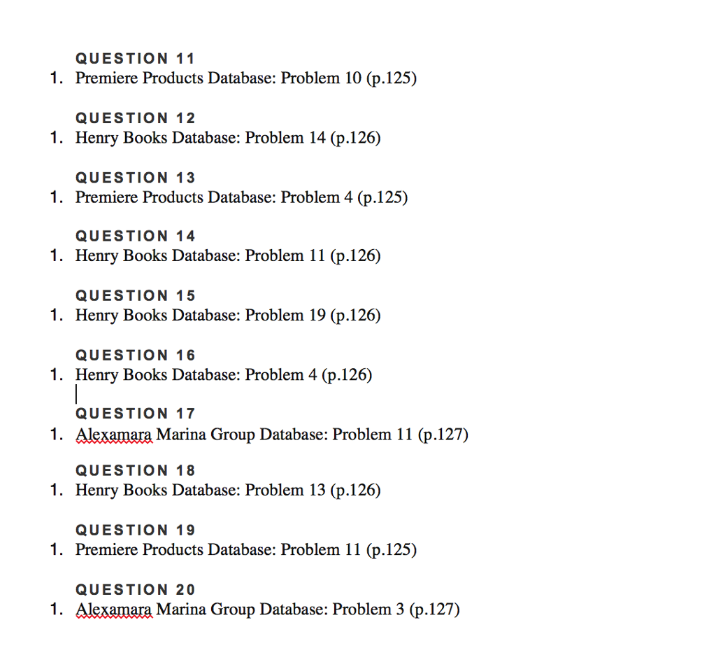 Solved QUESTION 11 1. Premiere Products Database: Problem 10 | Chegg.com