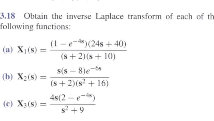 Solved Obtain the inverse Laplace transform of each of the | Chegg.com