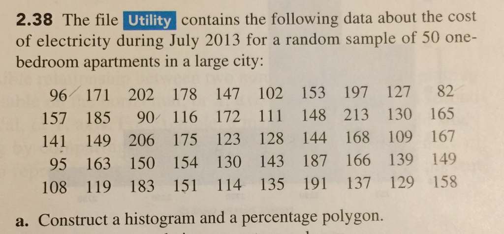 Solved 2.38 The file Utility contains the following data | Chegg.com