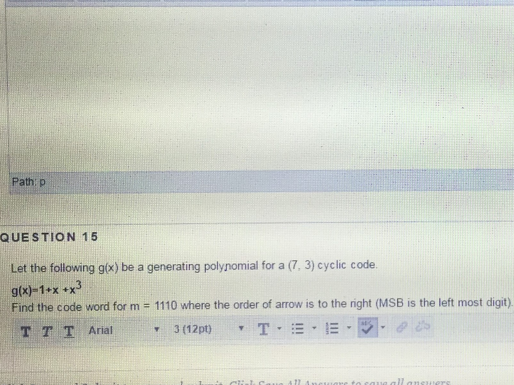 Solved Let the following g(x) be a generating polynomial | Chegg.com