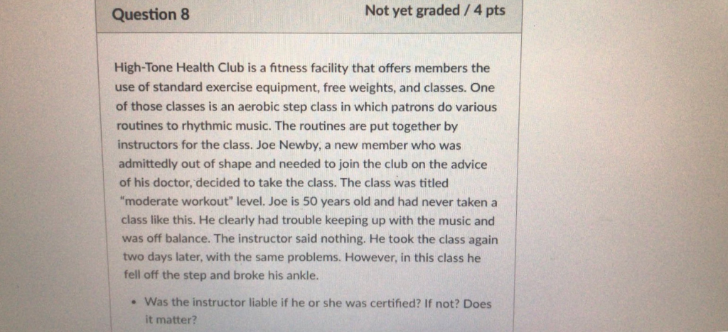 Solved Question 8 Not yet graded /4 pts High-Tone Health | Chegg.com