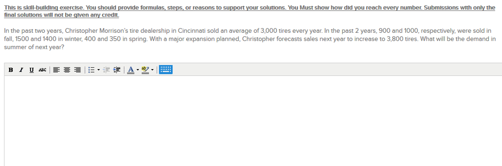 Solved This is skill-building exercise. You should provide | Chegg.com