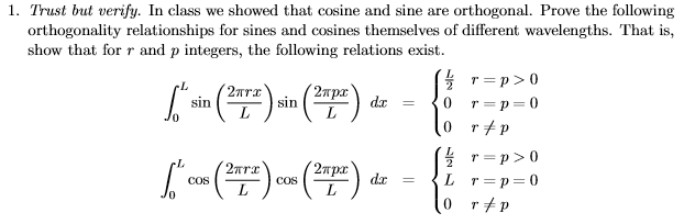 Solved 1. Trust but verify. In class we showed that cosine | Chegg.com Solved 1. Trust but verify. In class we showed that cosine | Chegg.com