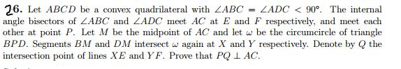 Solved 26. Let ABCD be a convex quadrilateral with LABC = | Chegg.com