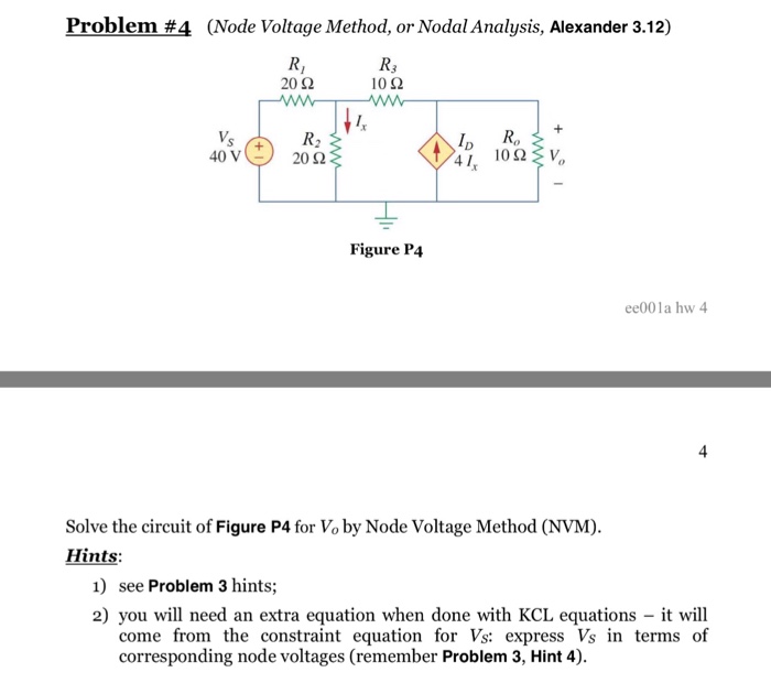 Solved Node Voltage Method Or Nodal Analysis Alexander 